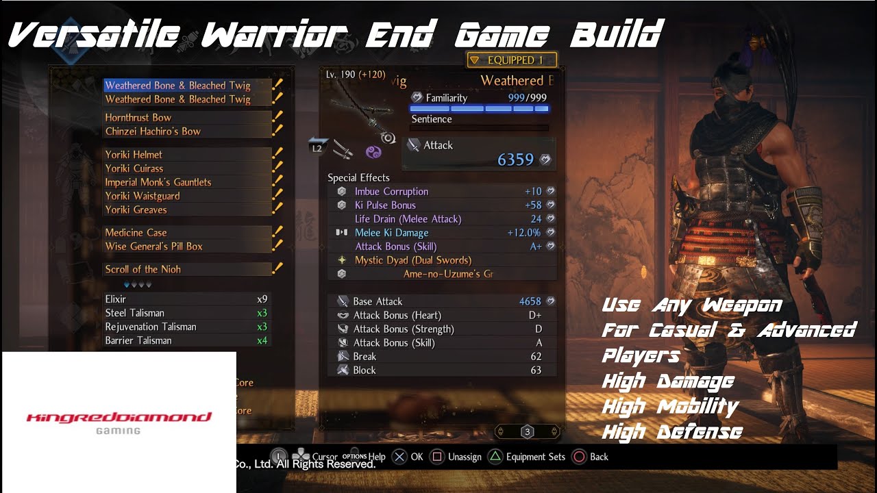 Nioh 2 Versatile Warrior End Game Build (Any Weapon) - YouTube
