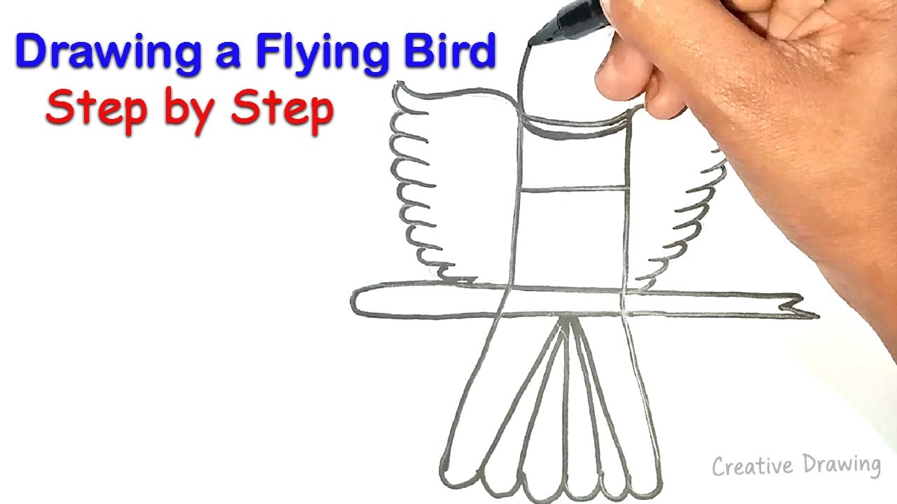 How to draw flying bird easily How to draw birds How to draw a flying ...