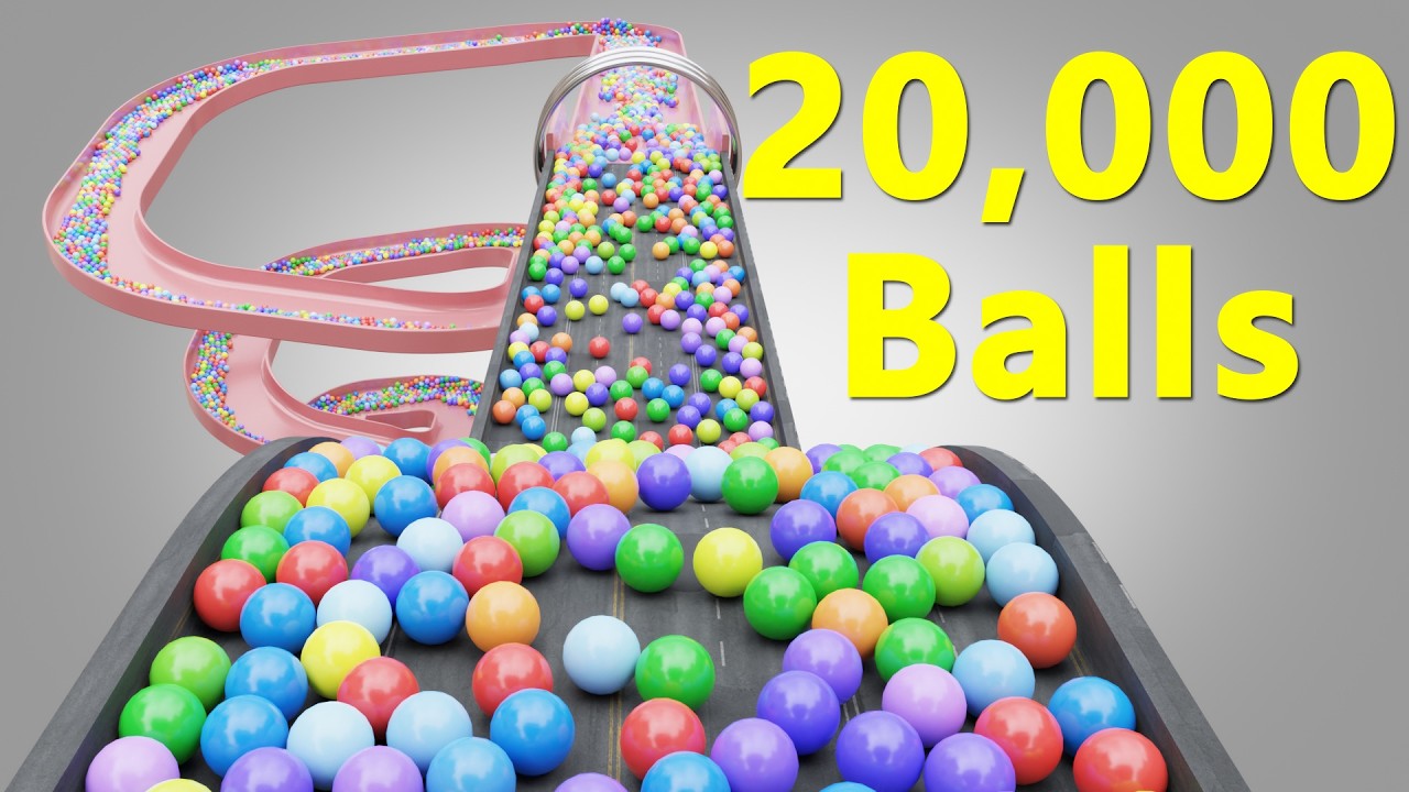 20,000 colorful Balls Marble Run screening animation V11 - YouTube