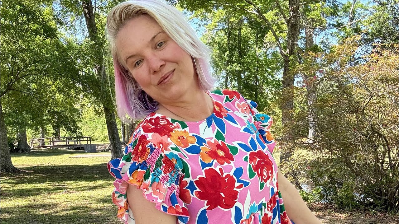 Haptics Pink Floral Smocked Ruffle Sleeve Tiered Dress in 1X From Ruby Idol #plussizefashion ...