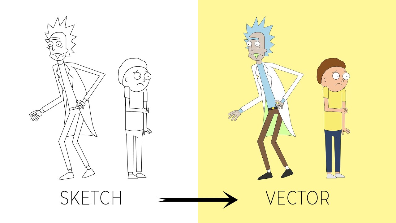 how to design cartoon character in illustrator | Rick and Morty ...