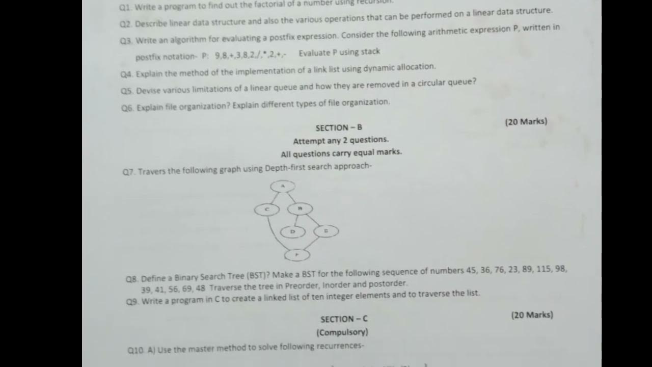 mca question paper of data structures and algorithms 2 sem 2022 | data structures and algorithms ...
