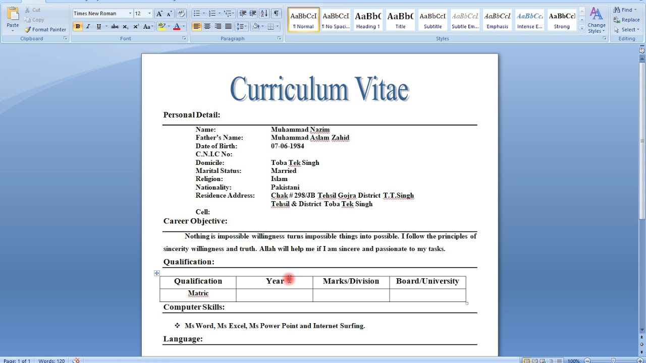 How To Create A CV RESUME Template In Microsoft Word YouTube How To Create A CV RESUME Template In Microsoft Word YouTube