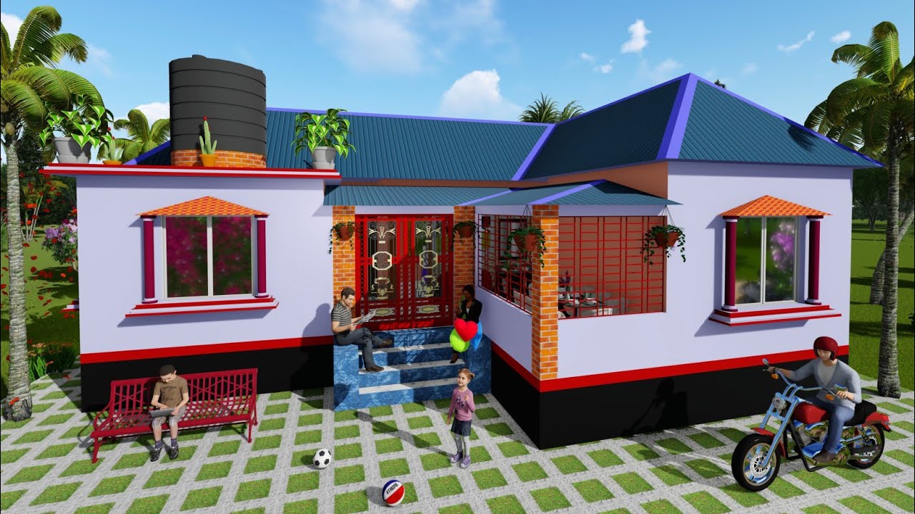 4 bedroom tin set house design | 4 room tin shed house | Tiner bari ...