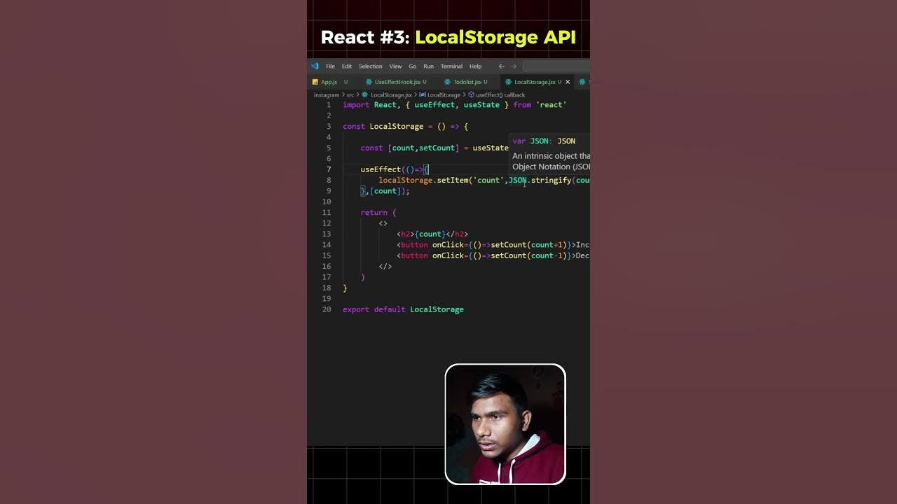 Keep Data Safe even After Refresh🔥 - LocalStorage API in React #React - YouTube