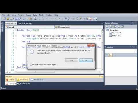 Visual Basic Tutorial - 139 - Recursion - YouTube