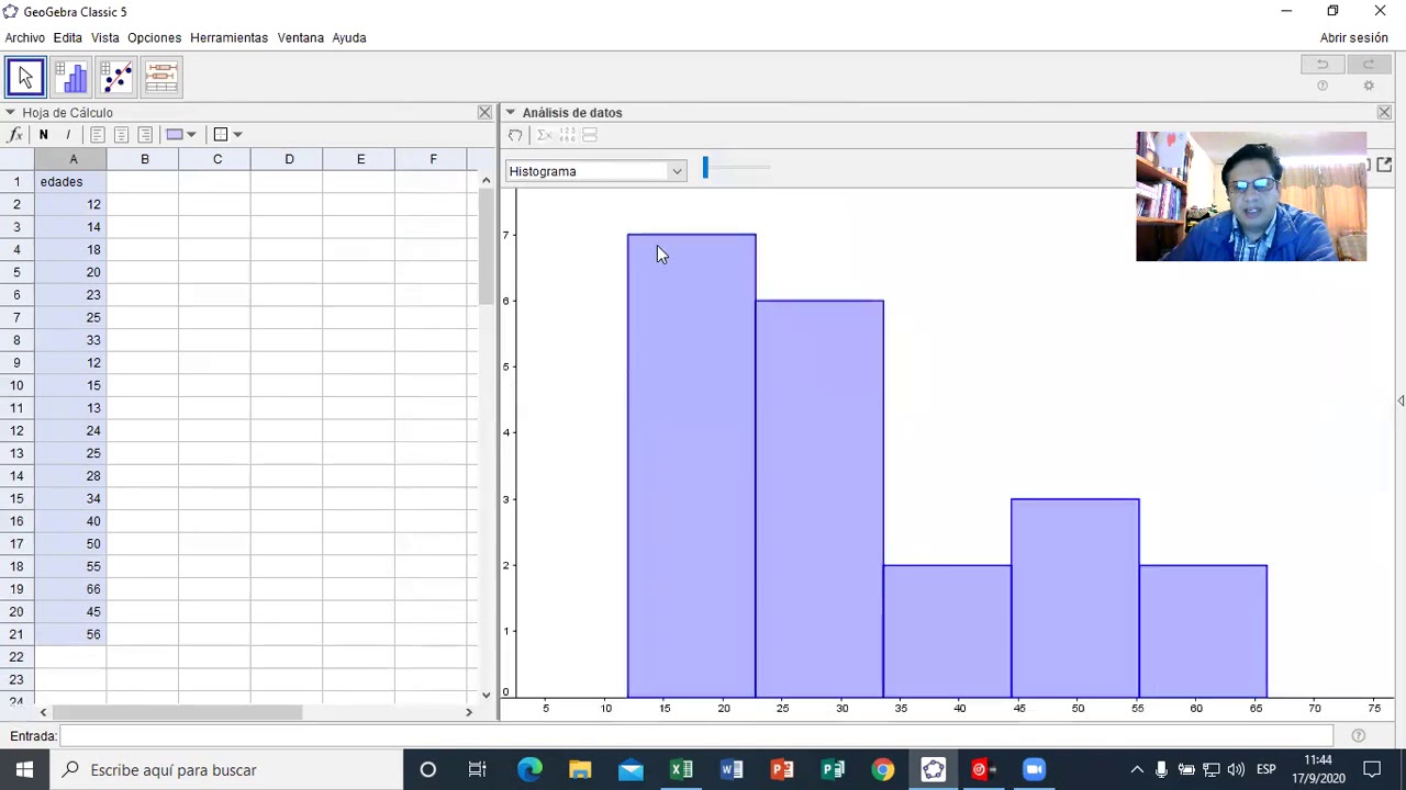 Análisis estadístico de una variable en Geogebra - YouTube