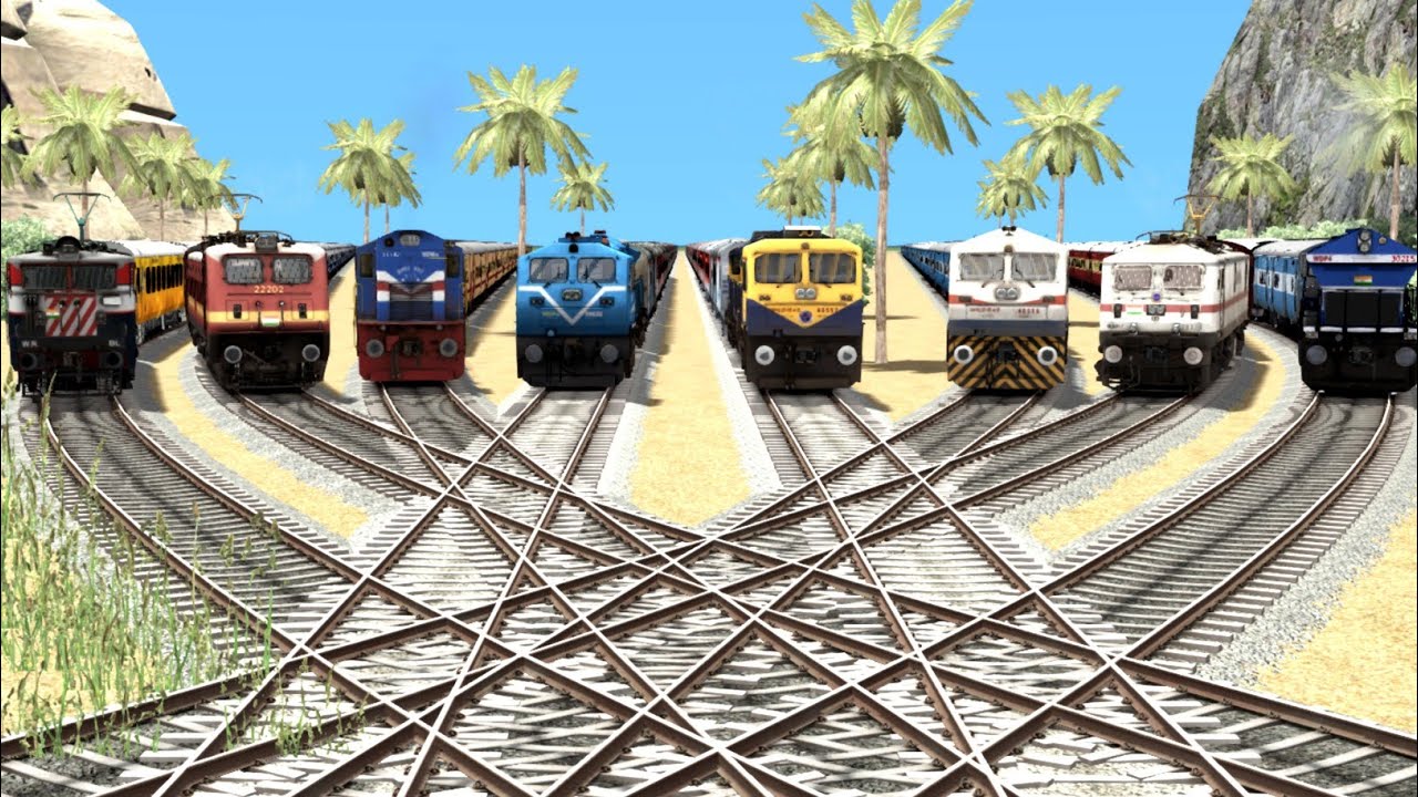 8 trains diamond crossing on railroad track|train simulator classic ...