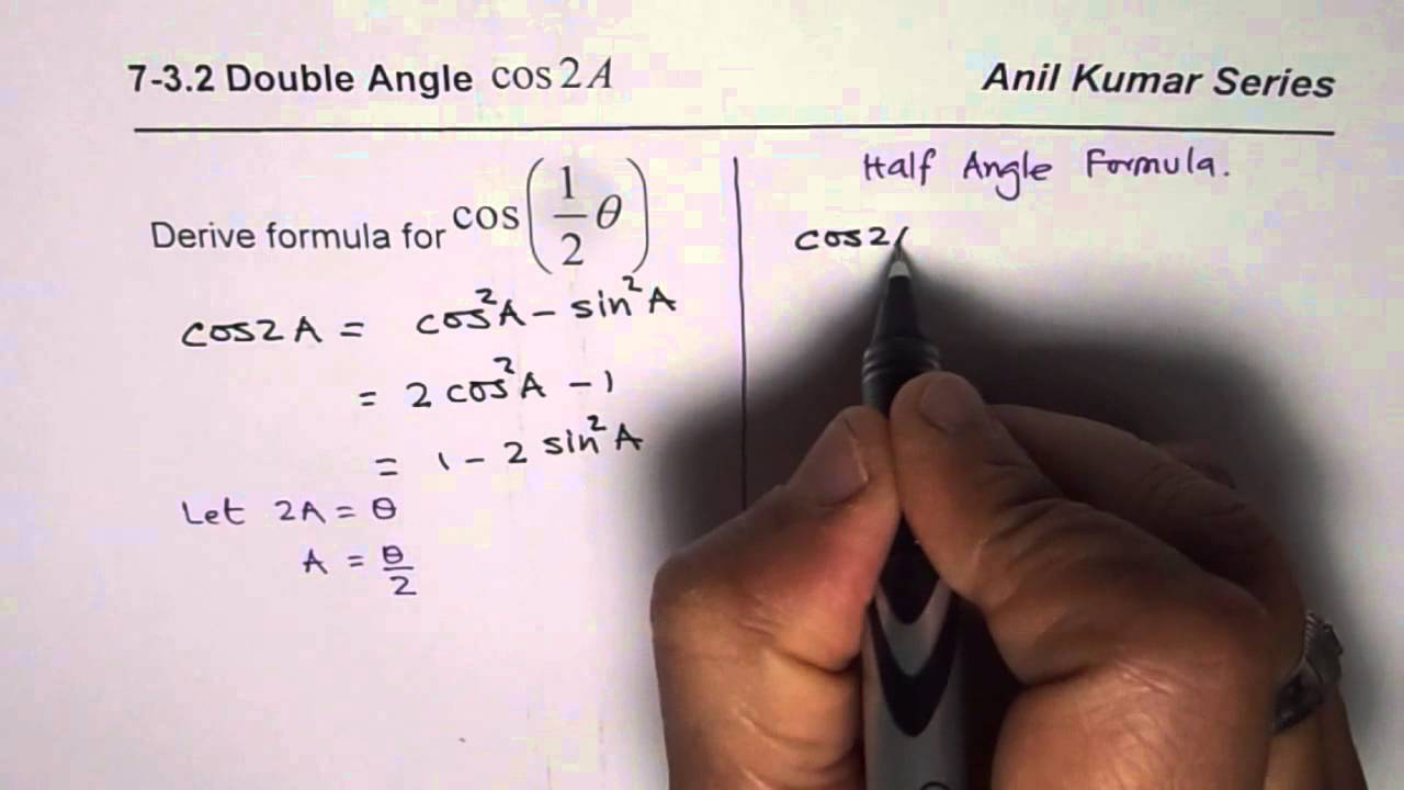 Find Half Angle Formula For Cosine Trigonometric Ratio YouTube
