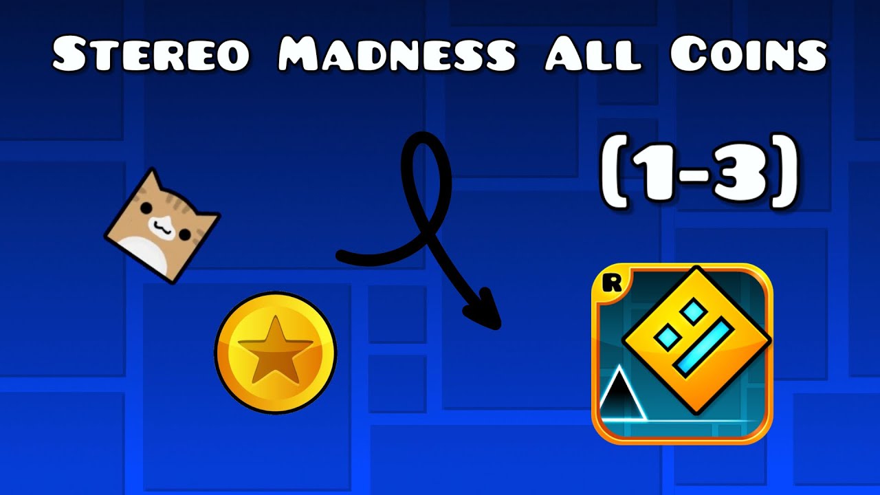 Stereo Madness all coins 1 3 Geometry Dash Level 1 - YouTube