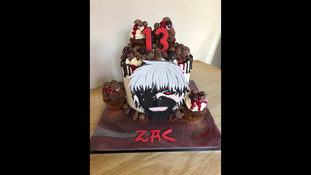 Ken Kaneki Tokyo Ghoul Birthday cake - YouTube