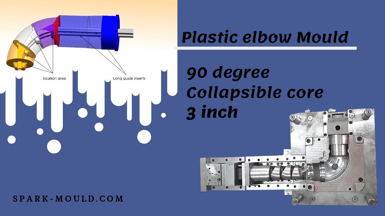 Plastic elbow mould - 3 inch & 90 degree elbow（collapsible core） - YouTube