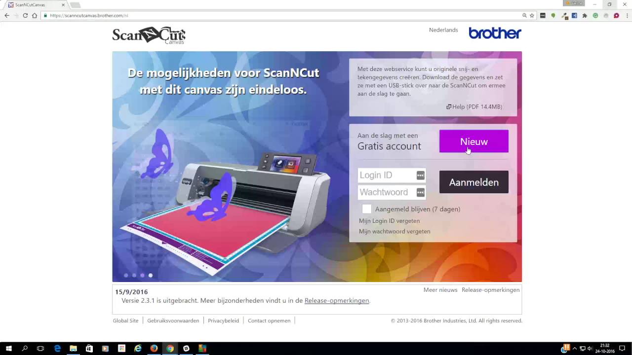 Registeren en inloggen bij ScanNCut Canvas - Brother ScanNcut Handleiding - NL - YouTube