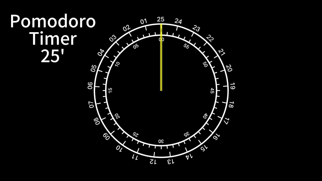 Pomodoro Timer | 25' Timer | Simple Pomodoro | Tick Tock | Black Background | No Music - YouTube