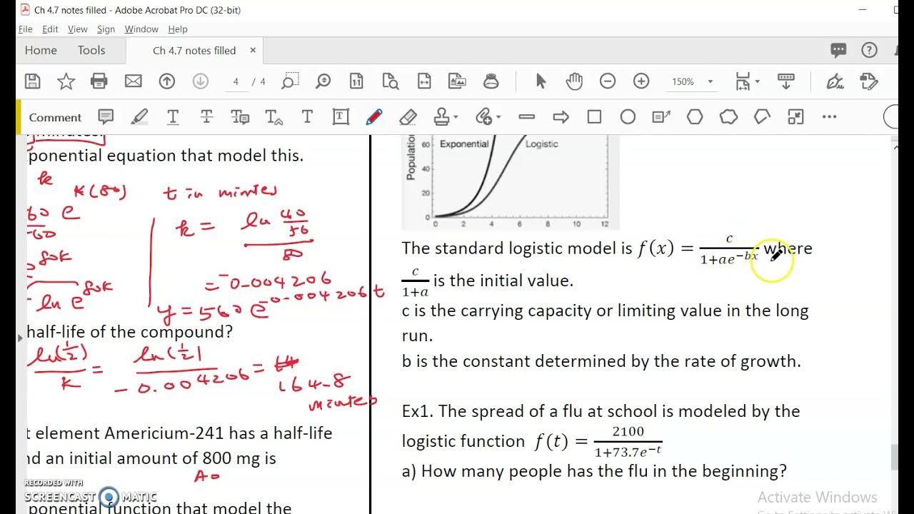 OpenStax Precalculus Ch 4.7 Logistic Model - YouTube