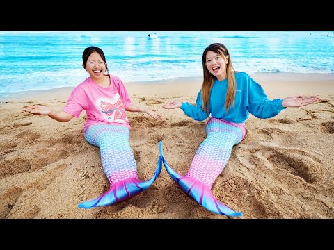 JADI PUTRI DUYUNG DI PANTAI!! BERENANG HAMPIR KESERET OMBAK LAUT!!