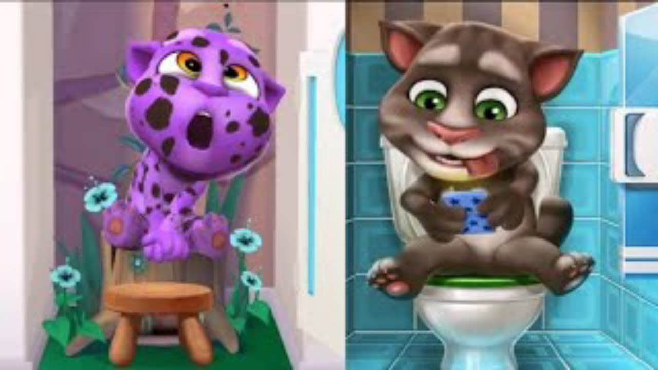 Toilet poop💩My Talking Tom 2 vs my talking Tom 1 Gameplay - YouTube