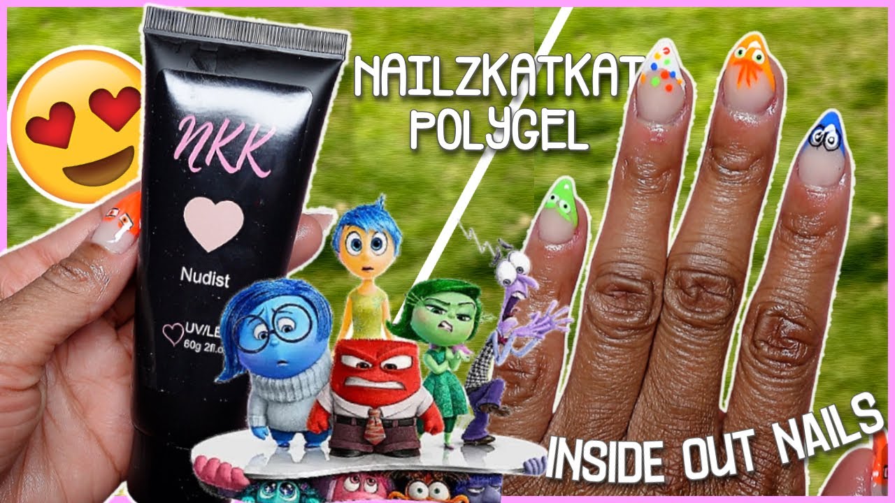 EXTRA SHORT POLYGEL NAILS | INSIDE OUT CHARACTER ART NAILS | TESTING ...