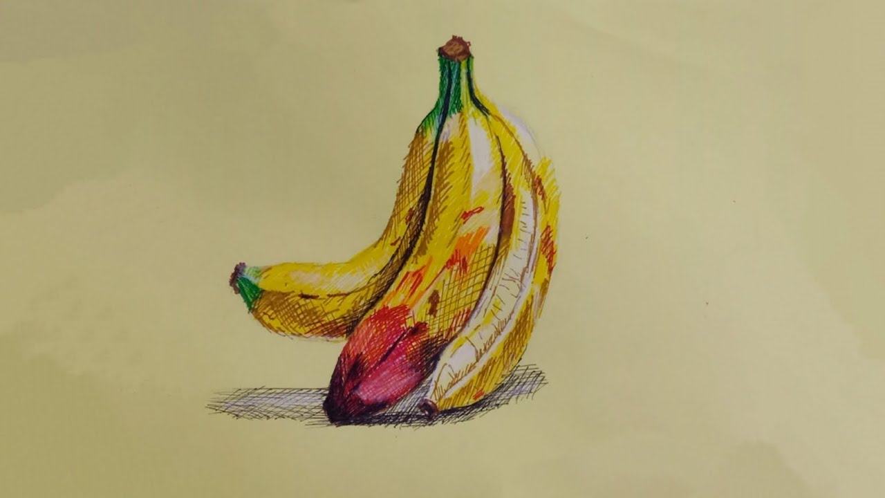 Fruit's Drawing 🥺|| Means banana 🍌 draw || For beginners guide || Step ...
