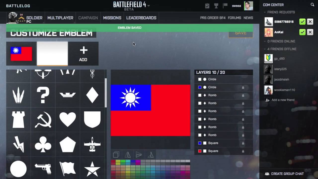 Battlefield 4 emblem edit 國旗國徽製作 教學 - YouTube