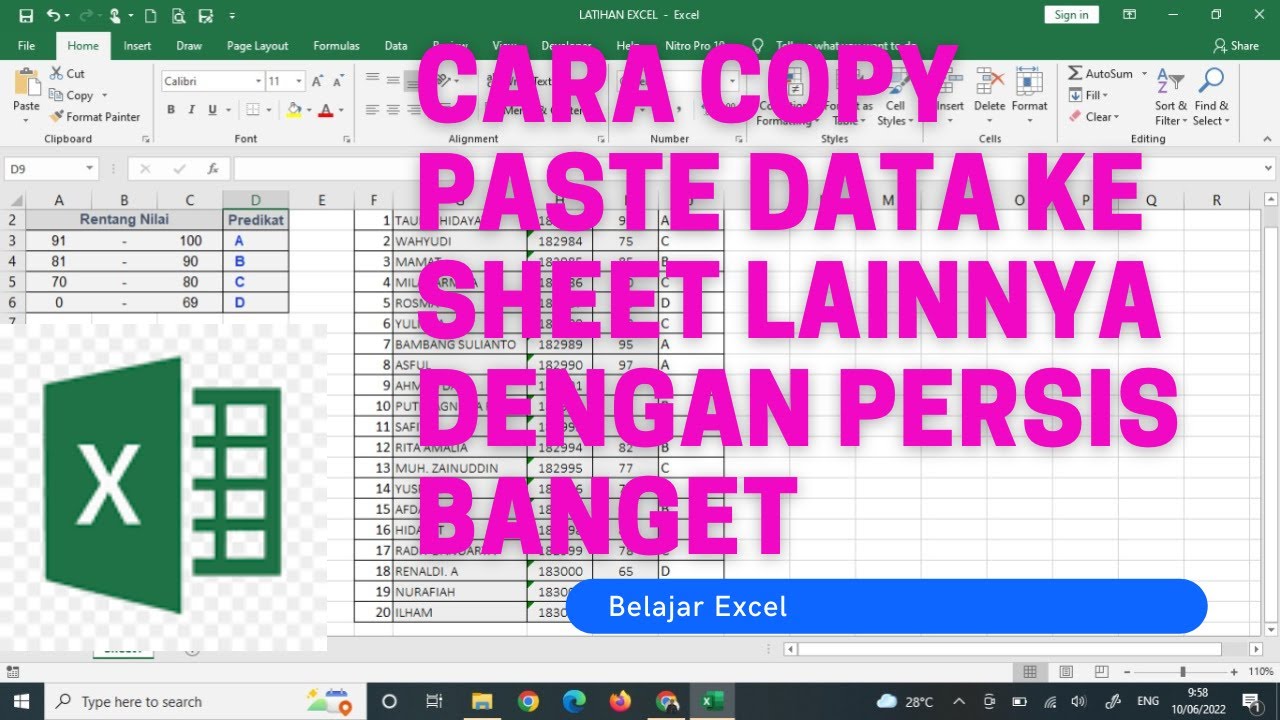 Cara Cepat Menyalin Data ke Sheet lain dengan sama Persis || Copy Paste ...