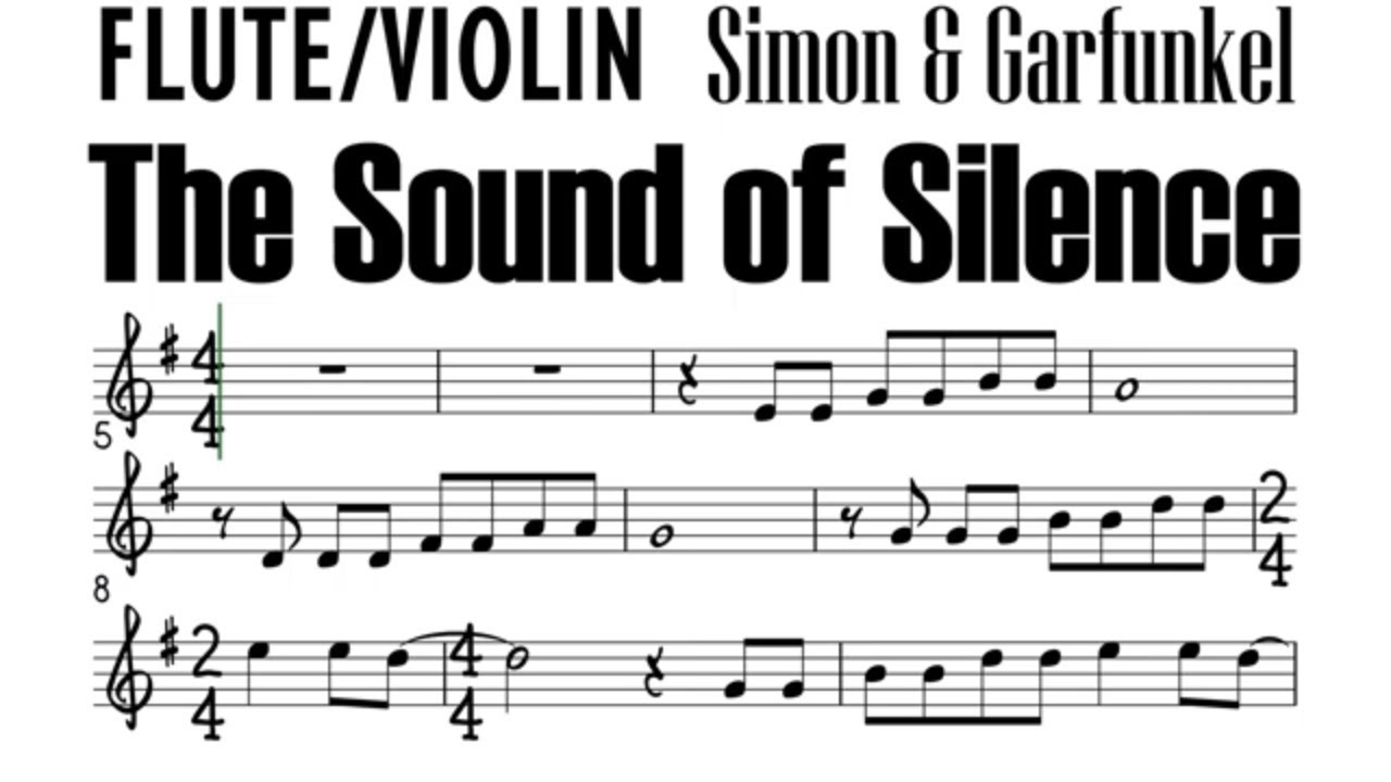 The Sound Of Silence Flute Violin Sheet Music Backing Track Play Along