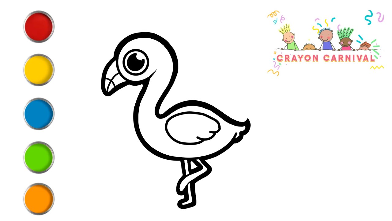How to Draw and Color a Flamingo for Kids and Toddlers | Easy Drawing ...