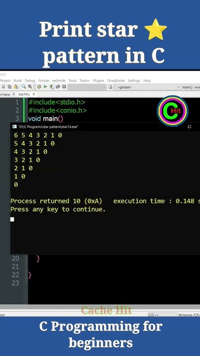 Print Number Pattern In C Programming Cprogramming C Ytshort Starpattern Programming Youtube