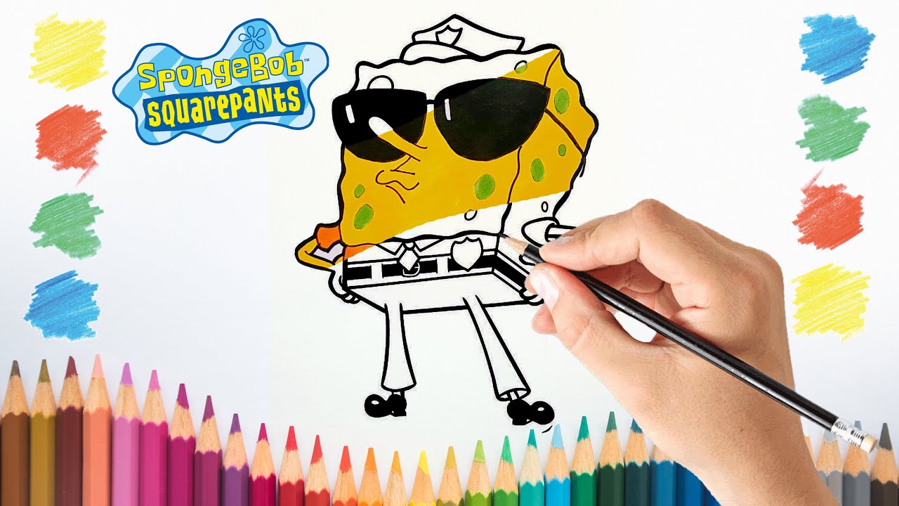 Menggambar dan Mewarnai Spongebob menjadi Polisi | Drawing and Coloring ...