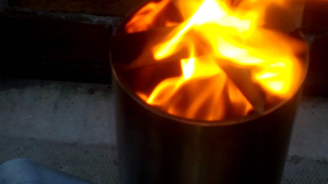 Wood gas stove jet burn - YouTube
