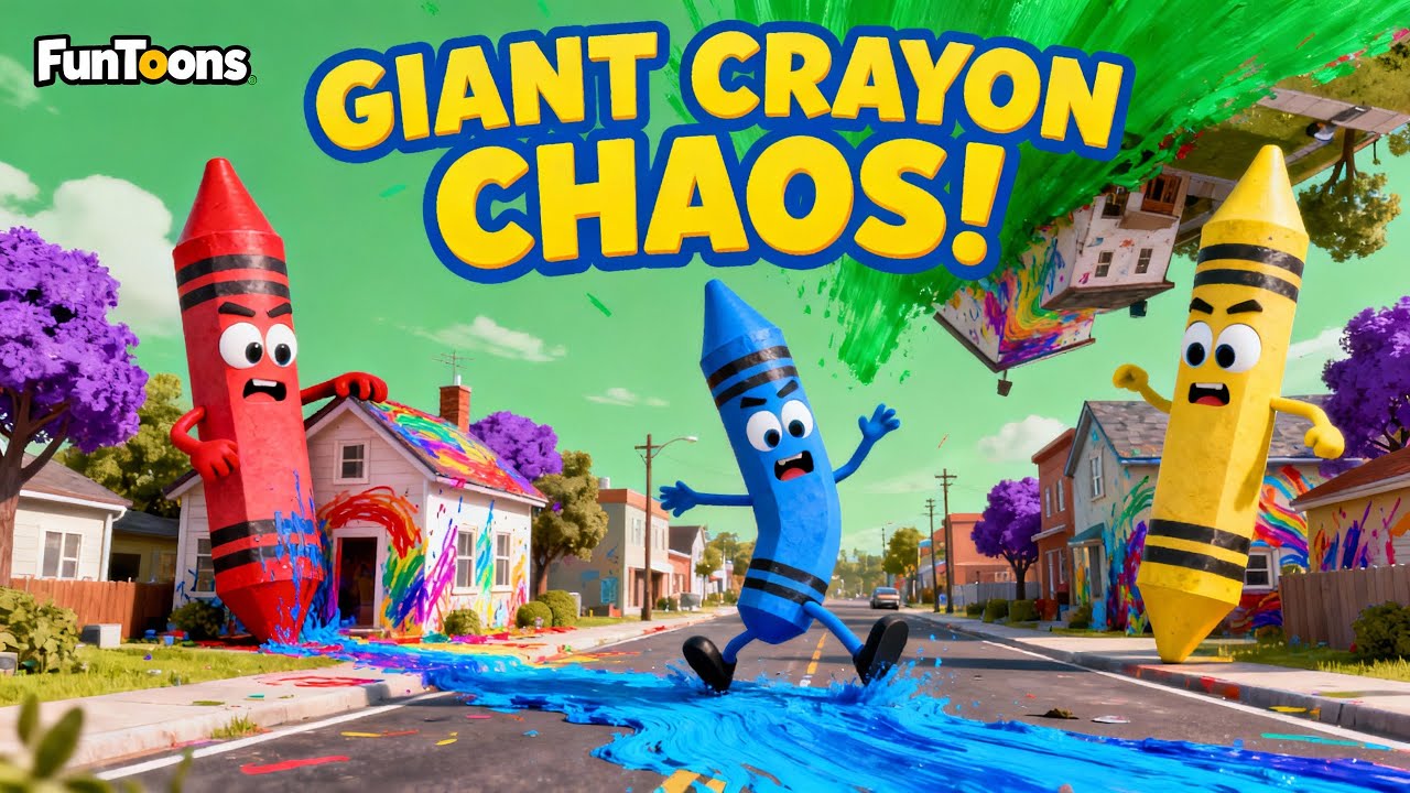 🎨 Giant Crayon Chaos! Coloring the World Upside Down 🌈 | Funny Colorful ...