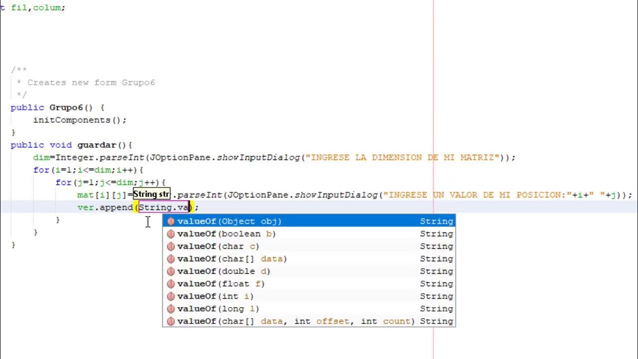 MATRICES DESDE INTERFAZ GRAFICA EN JAVA - YouTube