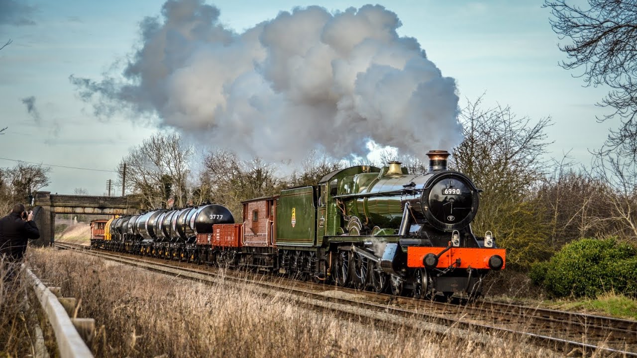 6990 'Witherslack Hall' rumbles past with a mixed goods train | GCR ...