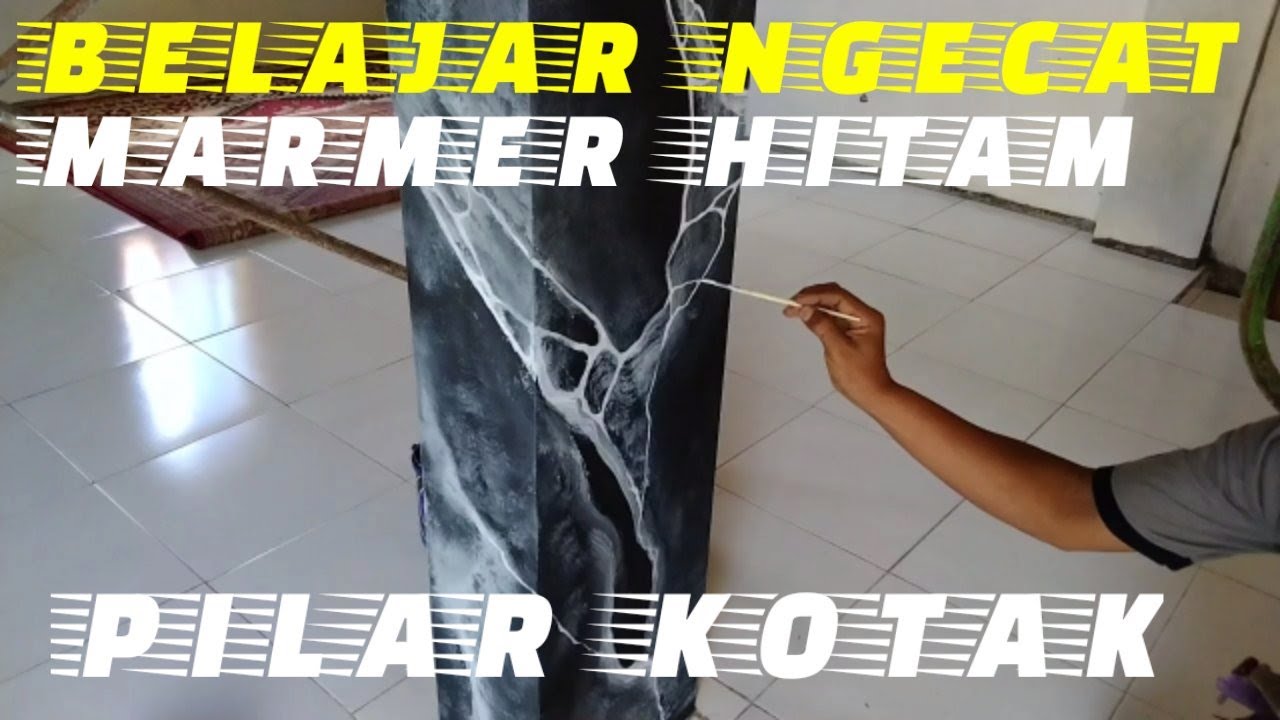 cat mamer hitam pilar kotak / painting black marble - YouTube