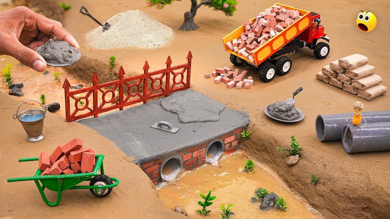 diy mini truck making bricks and home pipe bridge construction ...