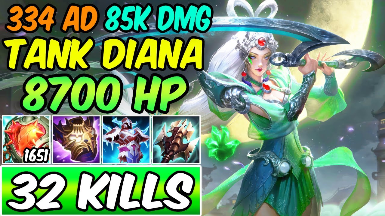 8700 HP FULL TANK DIANA IS BROKEN (334 AD, 1700 SHIELD, 85000 DMG ...