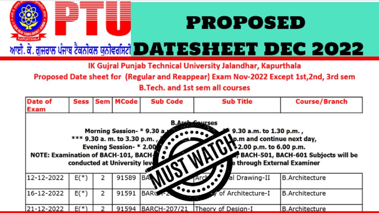 PROPOSED DATE SHEET NOV-2022//ALL REGULAR AND REAPPEAR STUDENTS // NEW ...