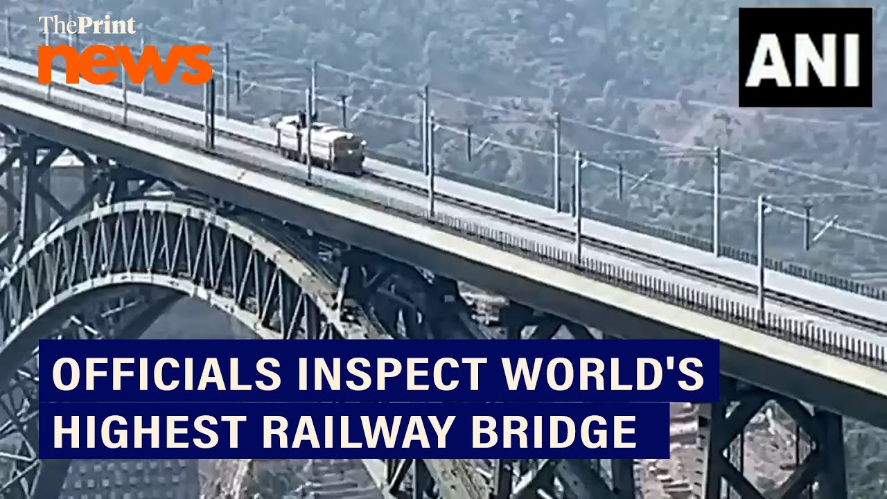 Officials inspect newly constructed Chenab Rail Bridge, world's highest ...