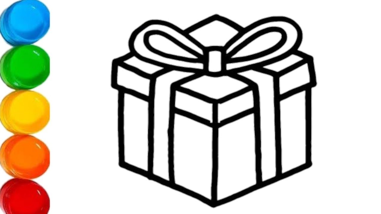 Gift Box 🎁 Drawing For Kids || How To Draw a Cute Gift Box Drawing For ...