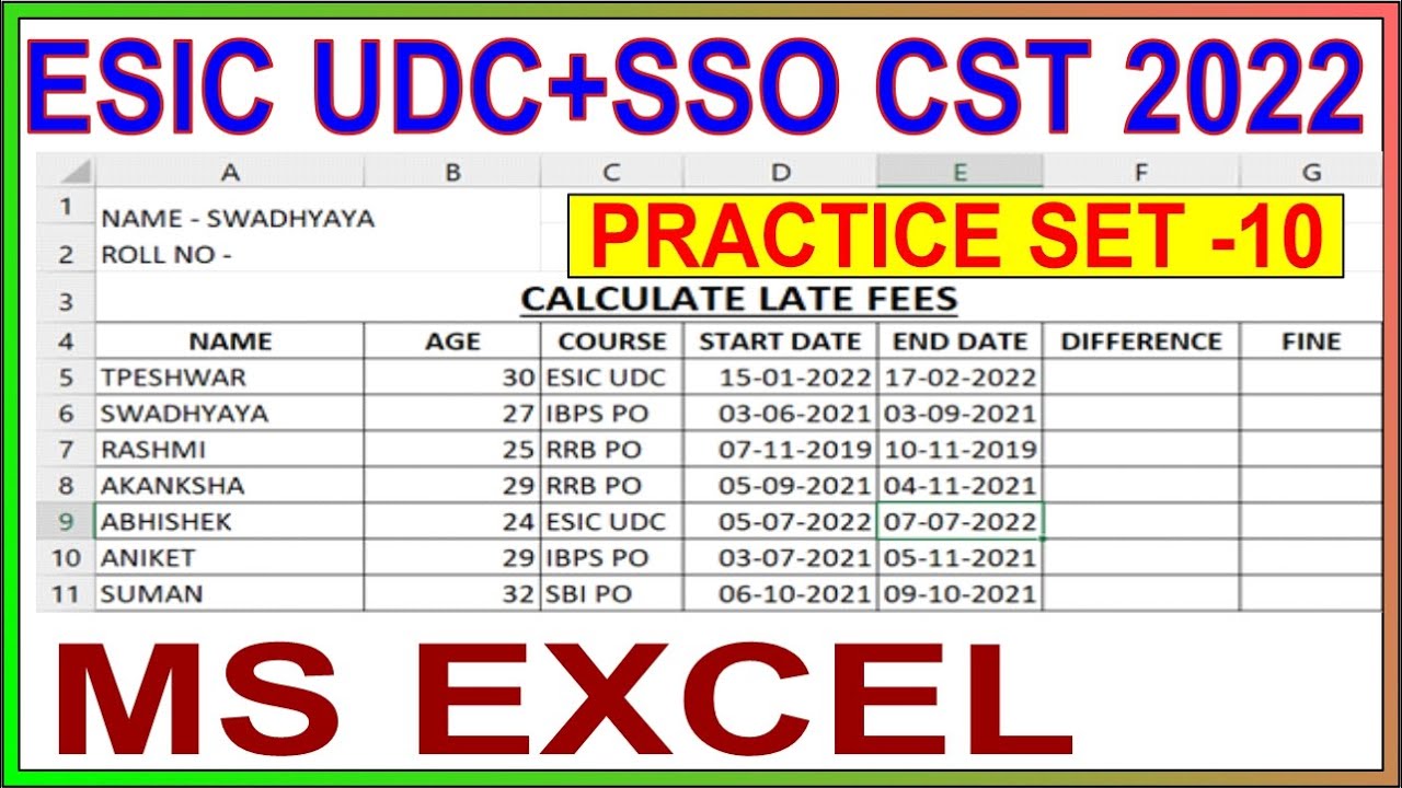 ESIC UDC SSO 2022 Computer Skill Test Practice Set 10 | ESIC UDC CST ...