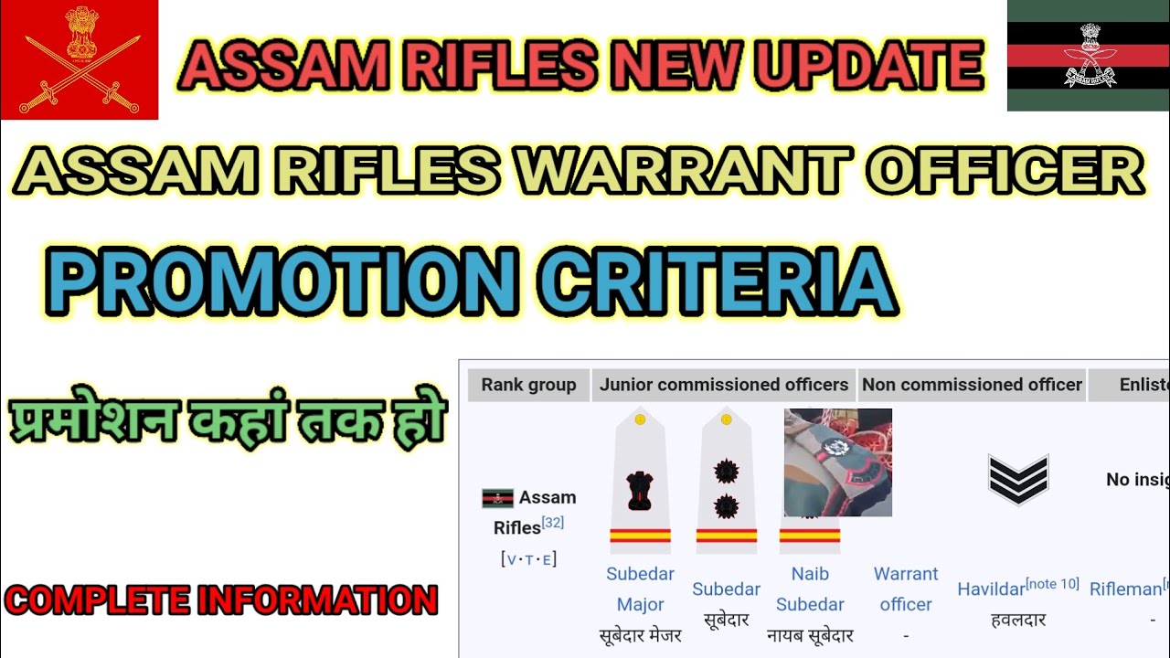 Assam rifles warrant officer promotion ।। Assam rifles new update ...