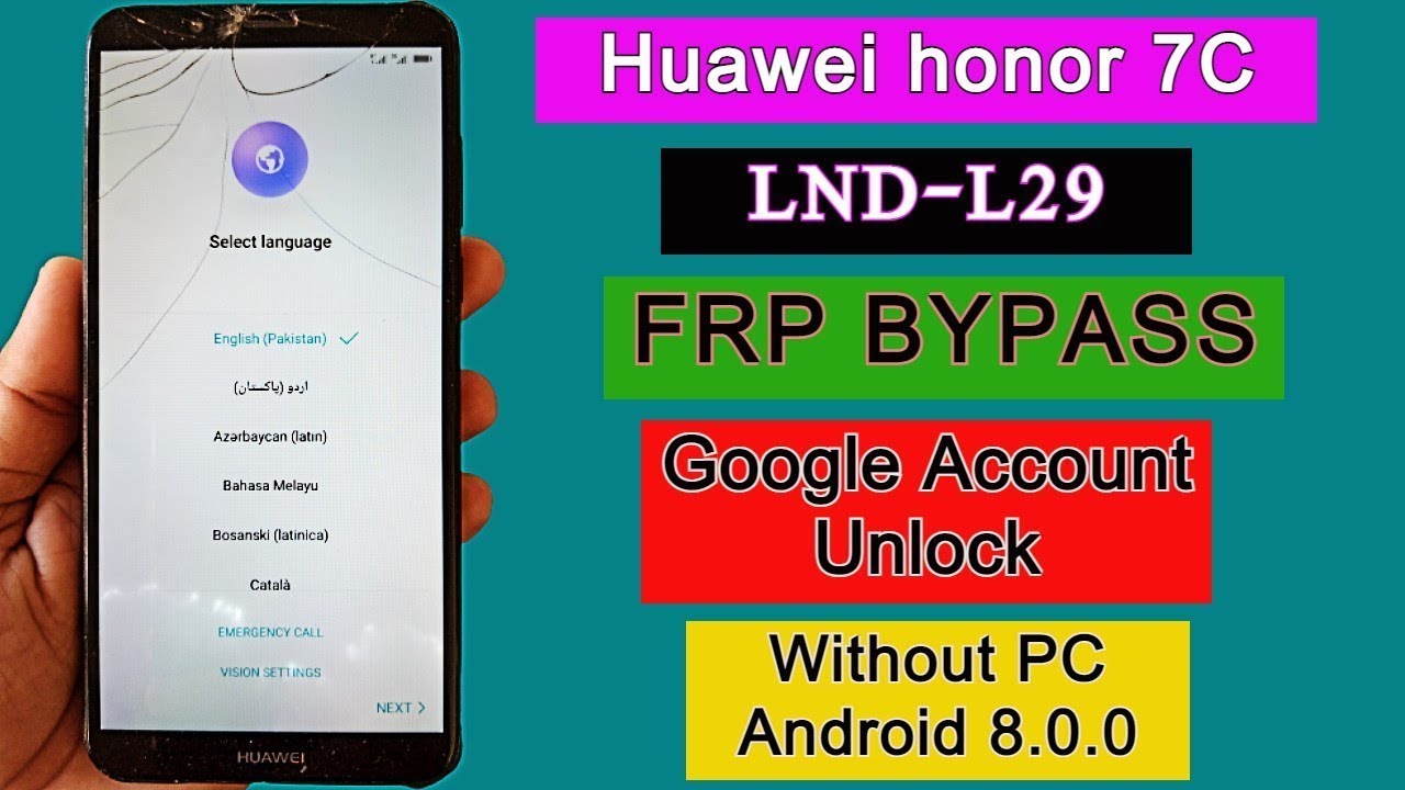 Honor 7c Frp Bypass Huawei LND L29 google account remove without pc ...