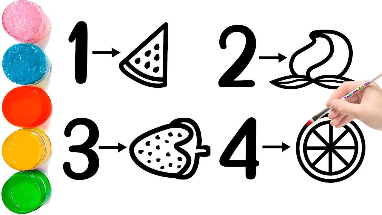 How to Draw Fruits From Numbers | Draw fruits with numbers 1 to 8 ...