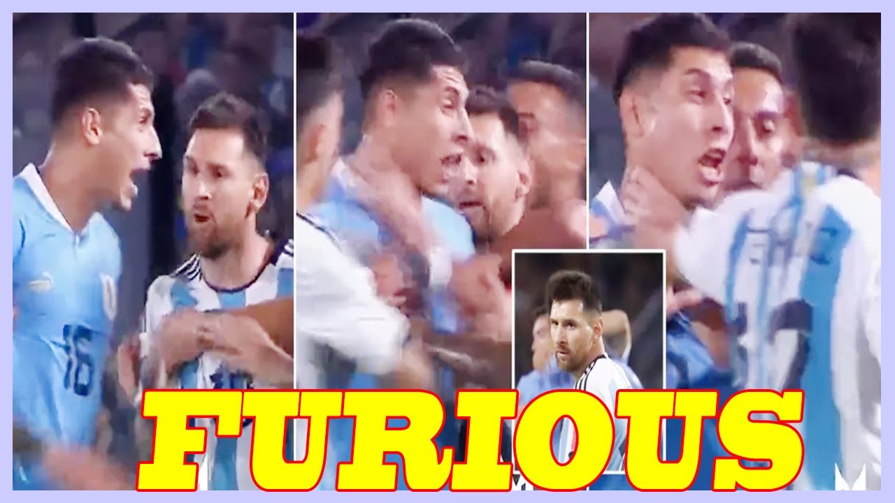 Furious Lionel Messi grabs Uruguay star around the neck as Argentina ...