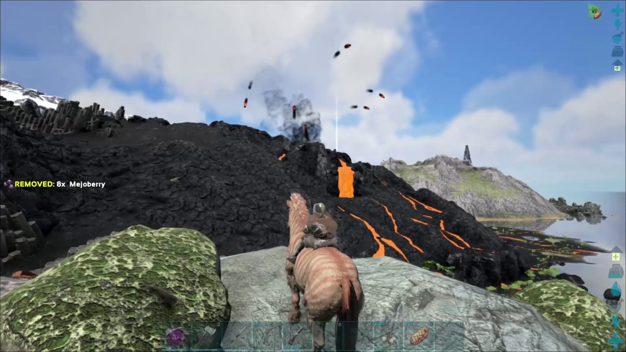 Volcano shooting meteors ahh - ARK Ragnarok - YouTube