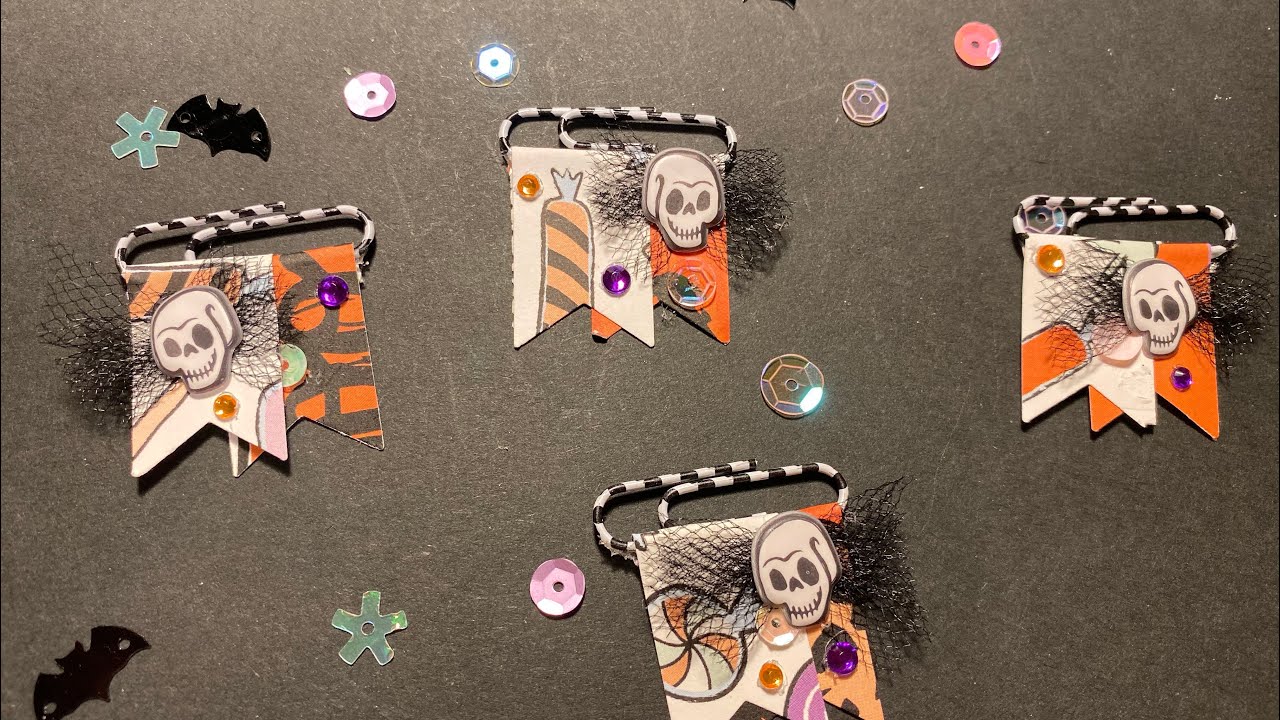 Halloween Embellished Paperclips Tutorial- Use Your Scraps - YouTube