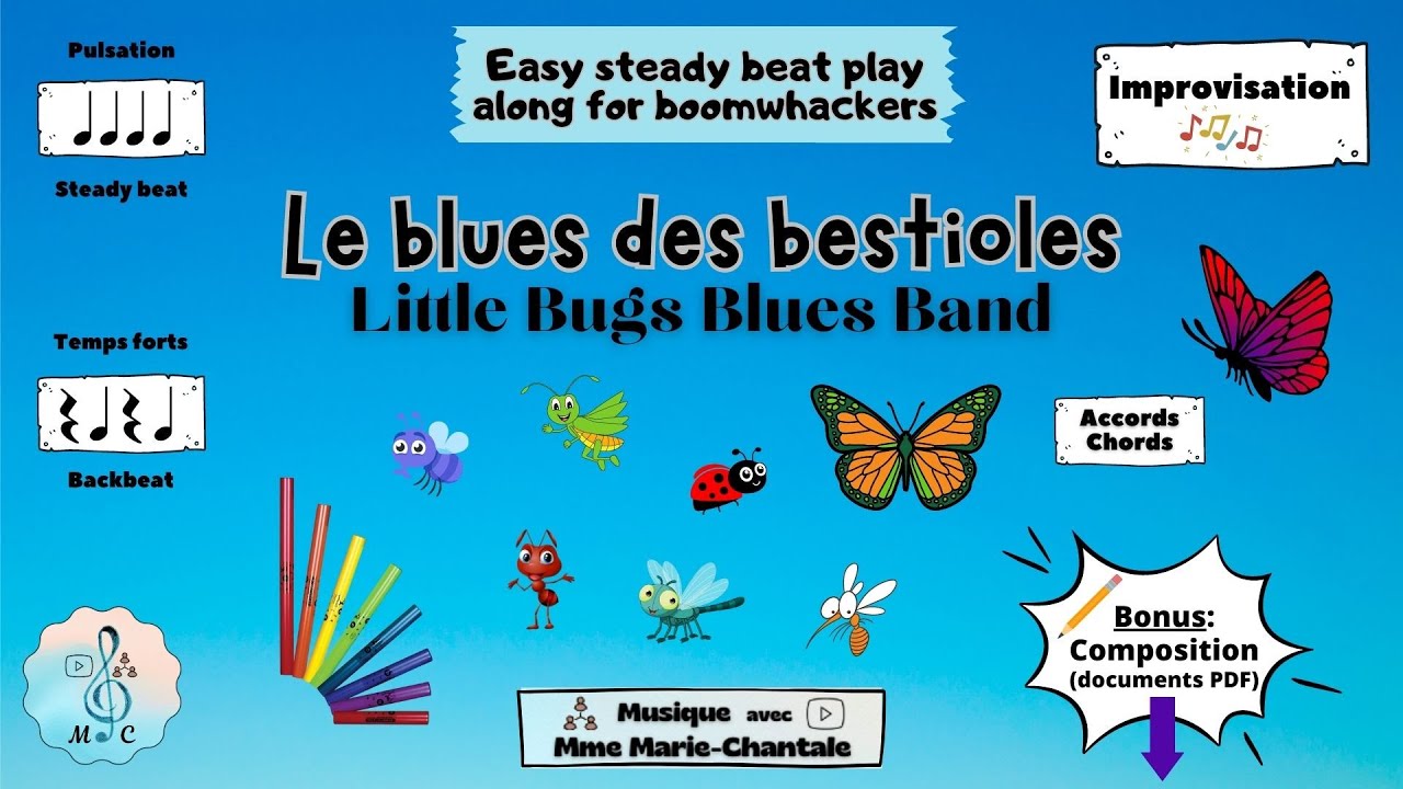 EASY steady beat PLAY ALONG for BOOMWHACKERS (back beat, improvisation ...