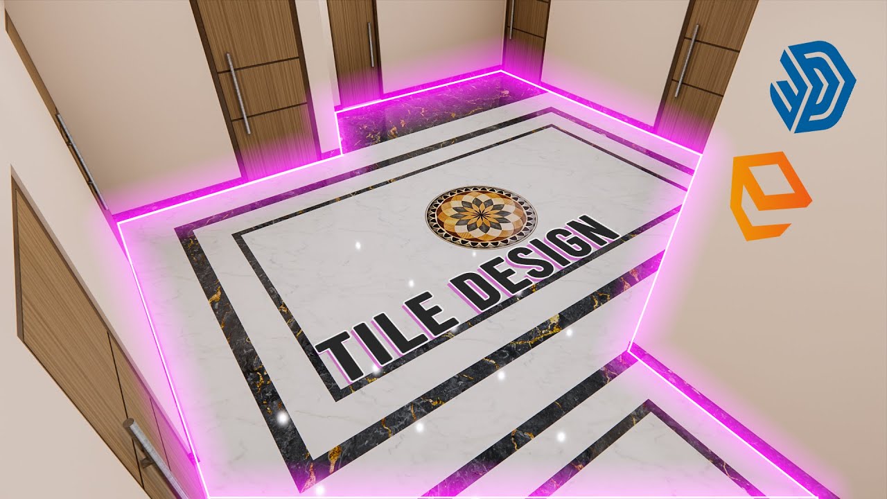 SKETCHUP TILE DESIGN LIVING CUM DINING | FLOOR TILE DESIGN | ENSCAPE ...