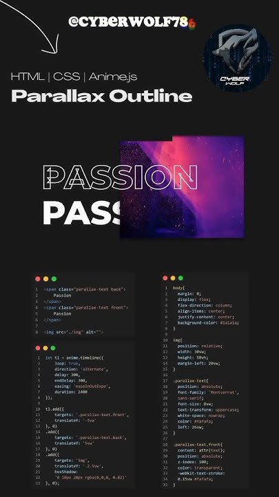 Parallax Outline Of Text In Html And Css Programming Python Shorts Coding Cyberwolf Html 