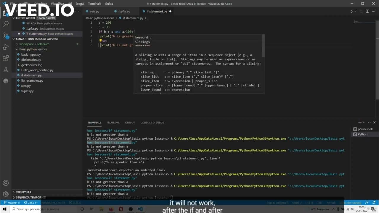 006 Python if else condition code indentation - YouTube